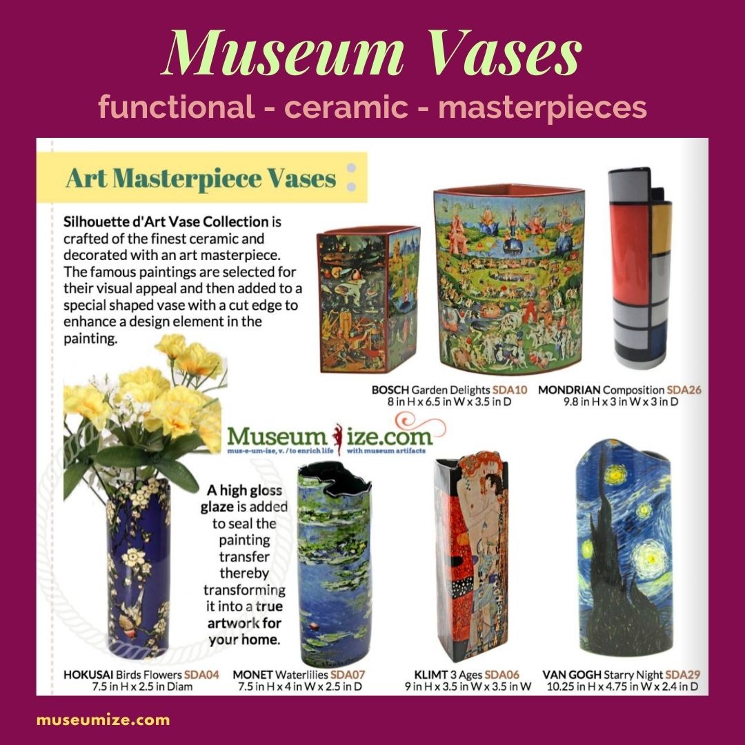 Museum Vases with famous paintings, ceramic full color, museum store
