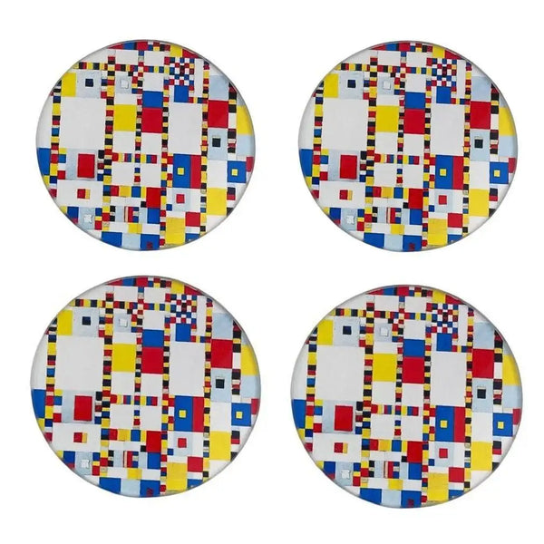 Mondrian Museum Drink Coasters – Abstract Primary Color Set – Museumize.com