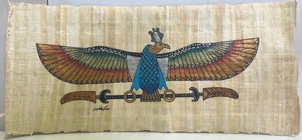 Papyrus Painting - Egyptian Vulture Wings Blue Body Color Printed 12.5 ...
