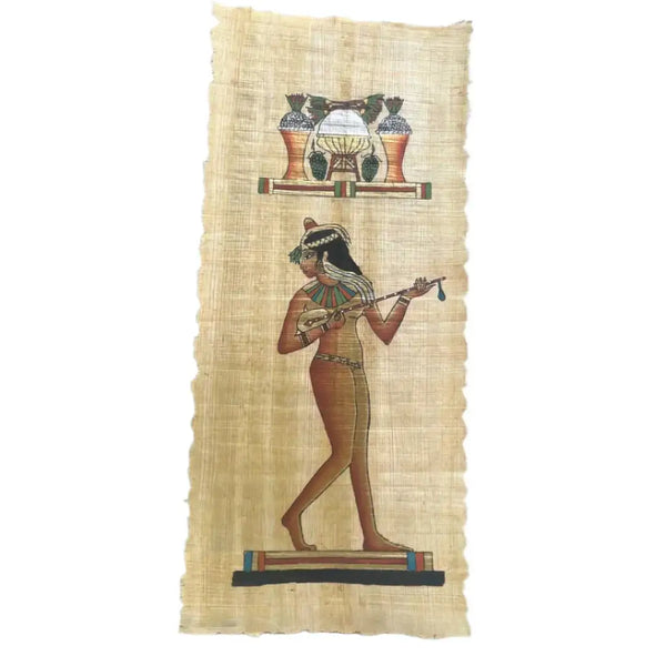 Papyrus Painting - Egyptian Musician Playing Guitar Color Printed 11.5 ...