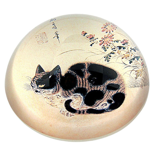 Sang-Byeok Cat Paperweight – Korean Art Glass Dome, 3”W – Museumize.com