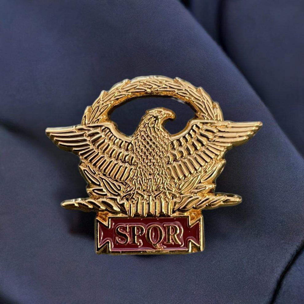 Roman SPQR Military Pin Badge with Eagle Laurel Wreath and Enameled Re ...