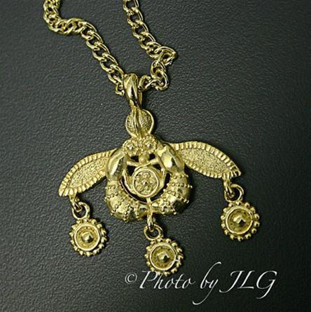 Greek Minoan Bees Necklace from Crete with Chain Necklace Gold Plate ...