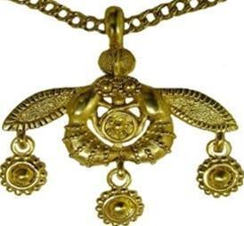 Greek Minoan Bees Necklace from Crete with Chain Necklace Gold Plate ...