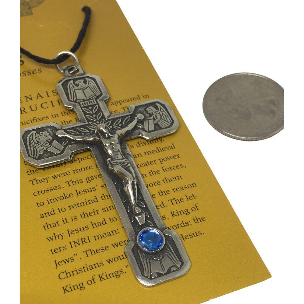 Renaissance Crucifix Cross Two-Sided Pendant Pewter Unisex Charm Neckl