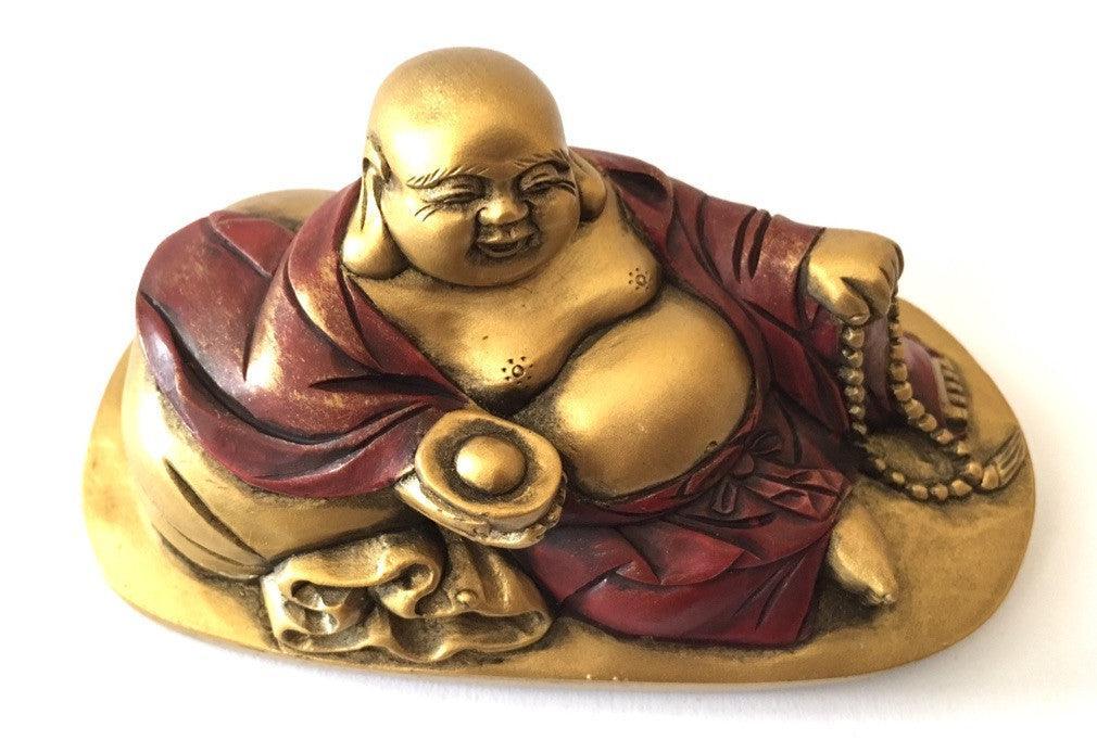 Happy Buddha Ho Tai Reclining on Candy Bag Miniature Statue 2.5H, Asso