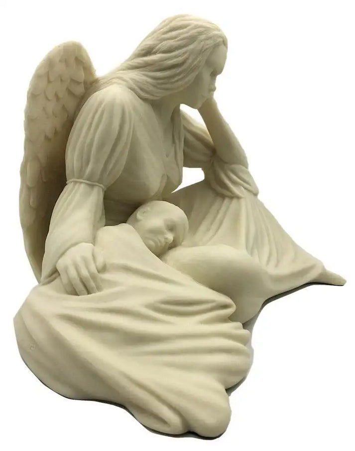 Garden Angel Cradling Child Statue, 12.5-Inch Decorative Figure ...