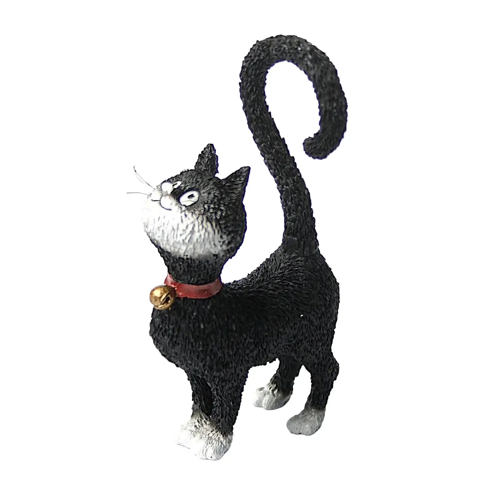 Black Cat with Question Mark Tail Asking What's For Dinner Statue Figu ...