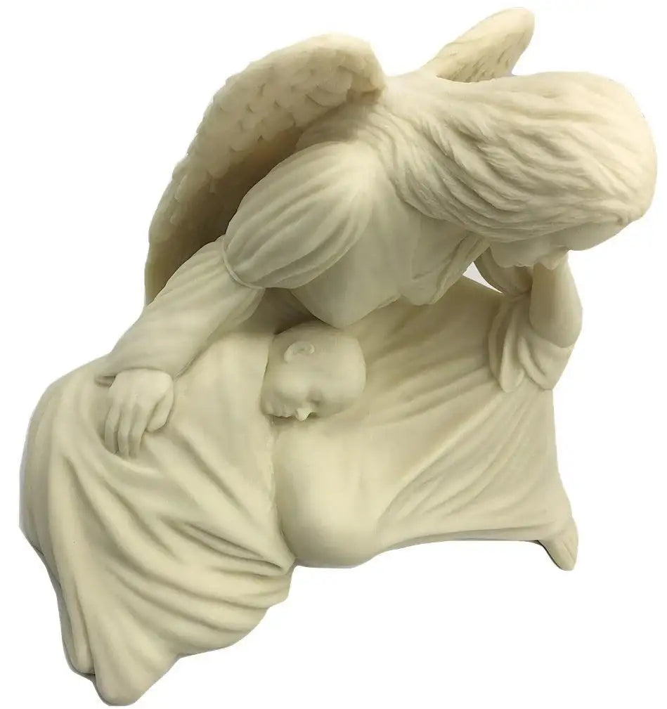 Garden Angel Cradling Child Statue, 12.5-Inch Decorative Figure ...