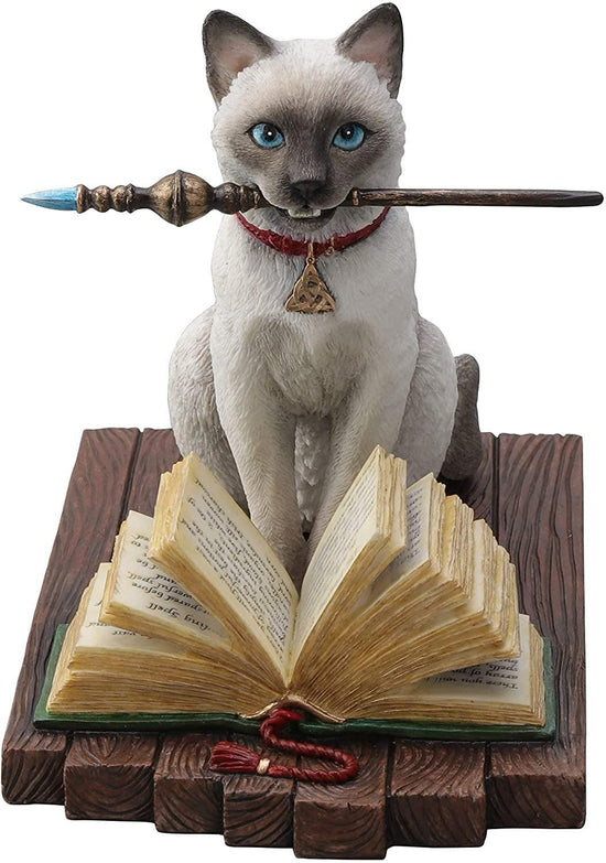 Cat Casting Magic Spell from Spell Book Lifelike Statue NEW attic ...