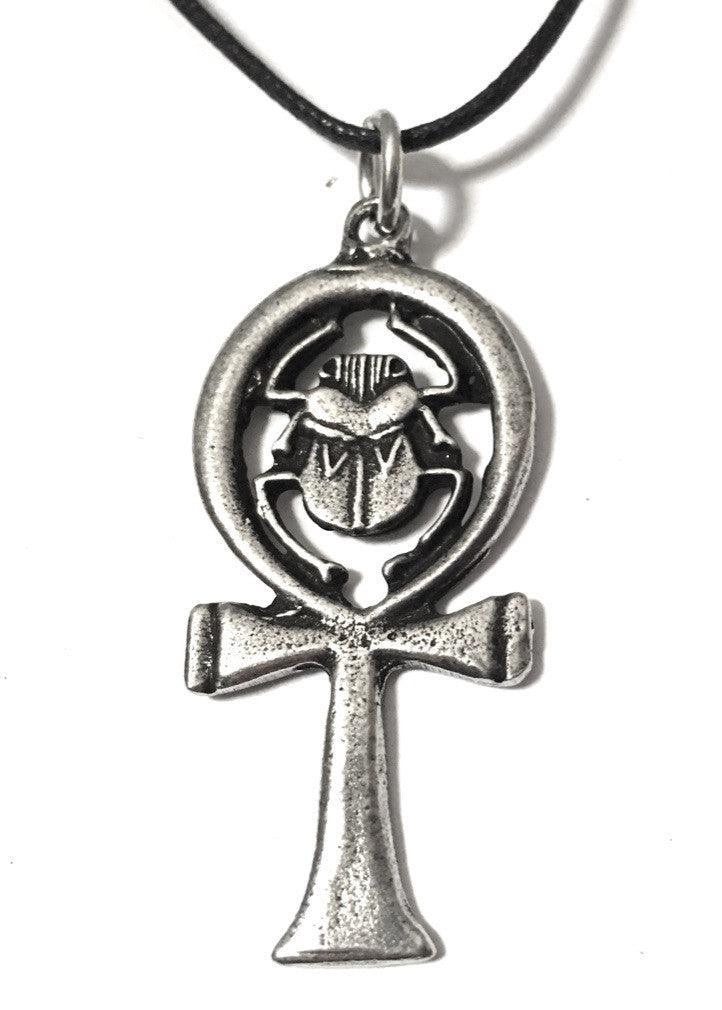 Ankh with Scarab Beetle Egyptian Pendant Charm Necklace 1.5L ...
