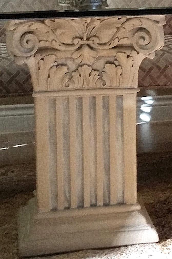 Square Fluted Classical Corinthian Dining Table Base 29H